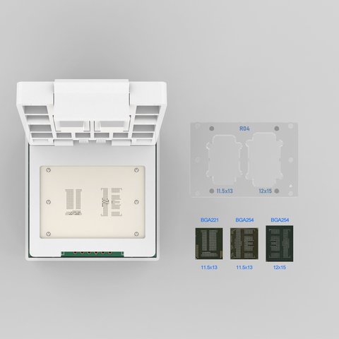 2025 Upgraded Version eMMC / eMCP Socket BGA221 / BGA254 Test Socket ...